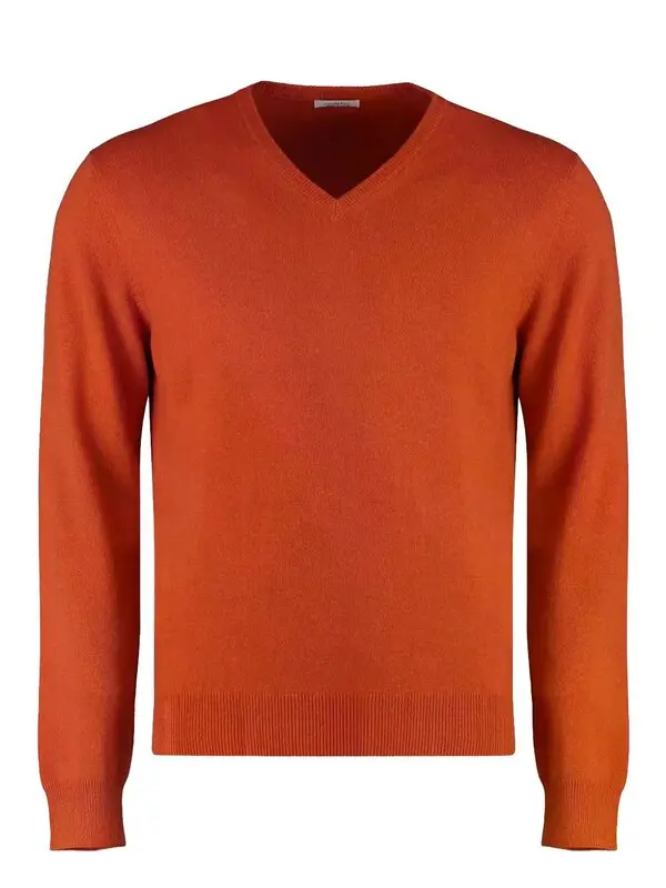 Malo Ribbed V-neck Sweater - Orange
