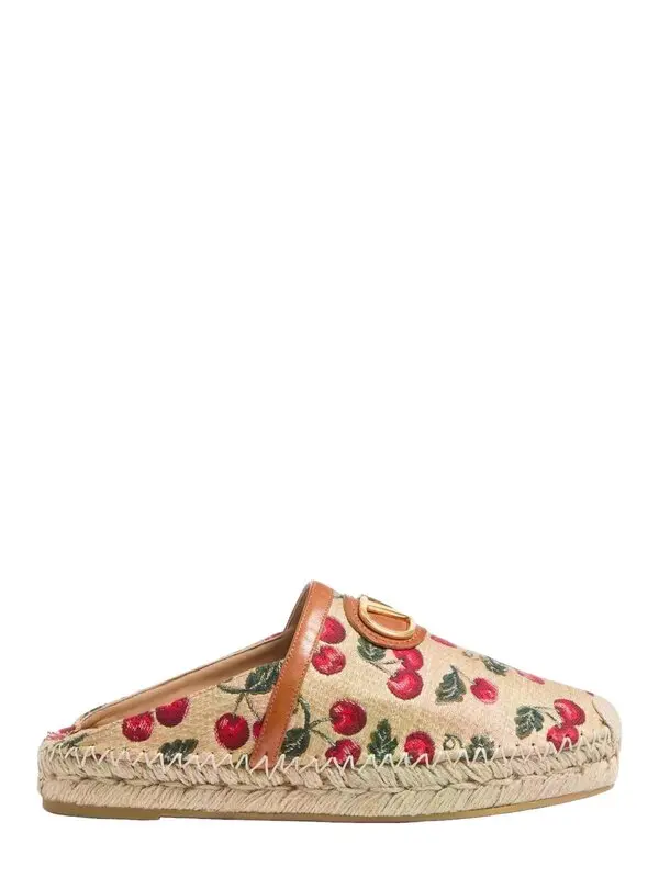 Valentino Garavani 25mm Vlogo Signature Cherryfic-print Mules - Neutrals