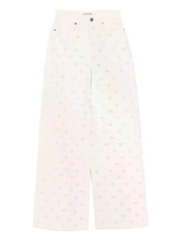 SELF-PORTRAIT Bow-embellished Jeans - Neutrals