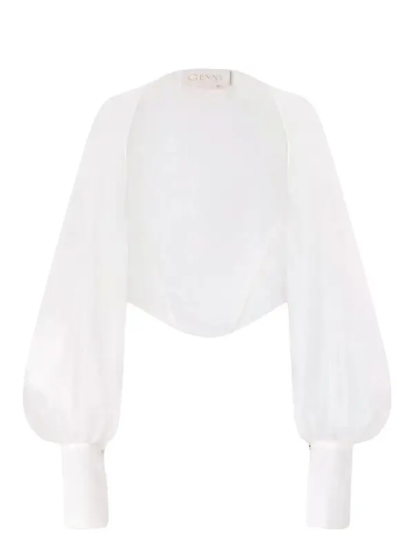 GENNY Sheer Chiffon Bolero - White