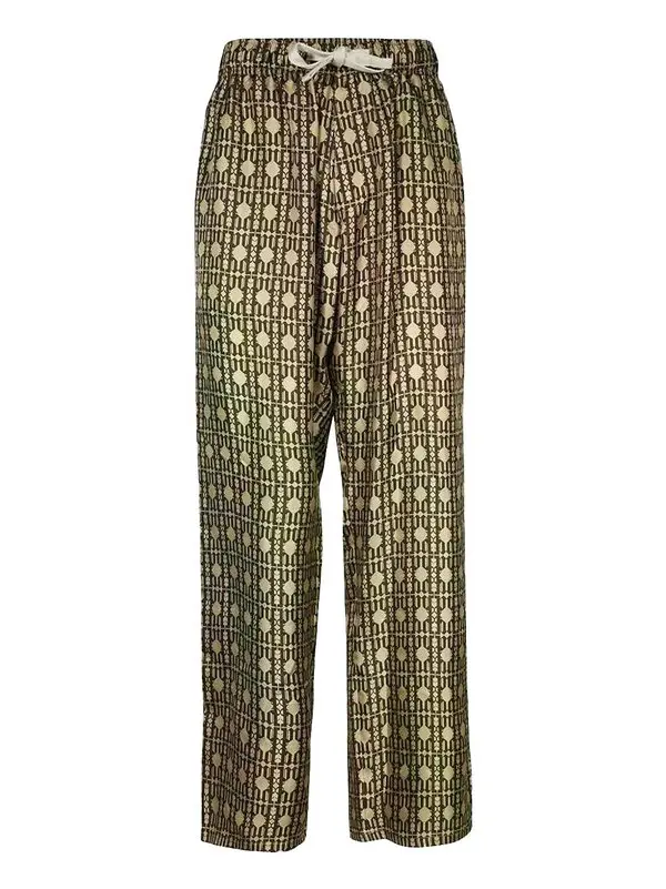 Palm Angels Silk Pajama Pants - Neutrals