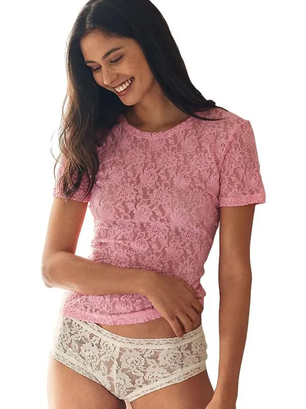 Hanky Panky Short-sleeve Lace Tee - Pink