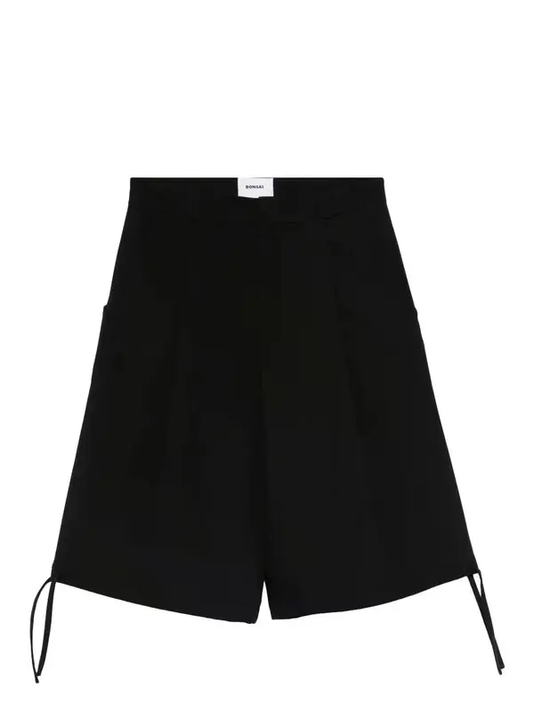 BONSAI Drawstring-hem Shorts - Black