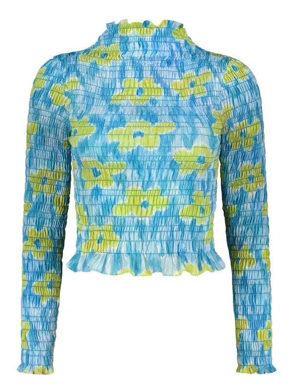 AMY CROOKES Printed Long-sleeve Top - Blue