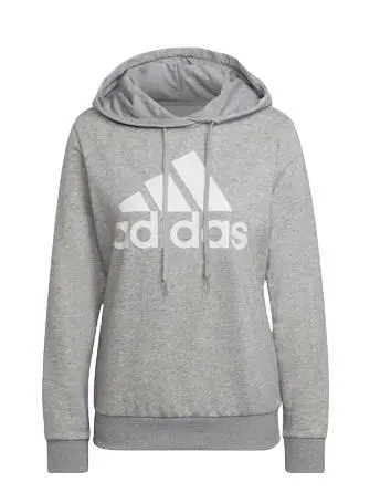 Adidas Essentials Relaxed Logo Hoodie - Medium Grey Heather/white