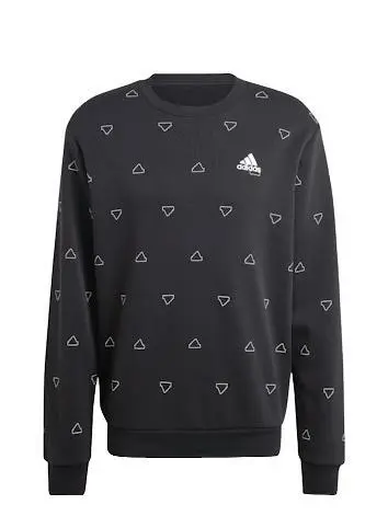 Adidas Seasonal Essentials Monogram Graphic Crew Sweatshirt - Black