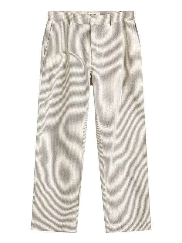 KESTIN Aberlour Seersucker Trousers - Ecru/blue Stripe