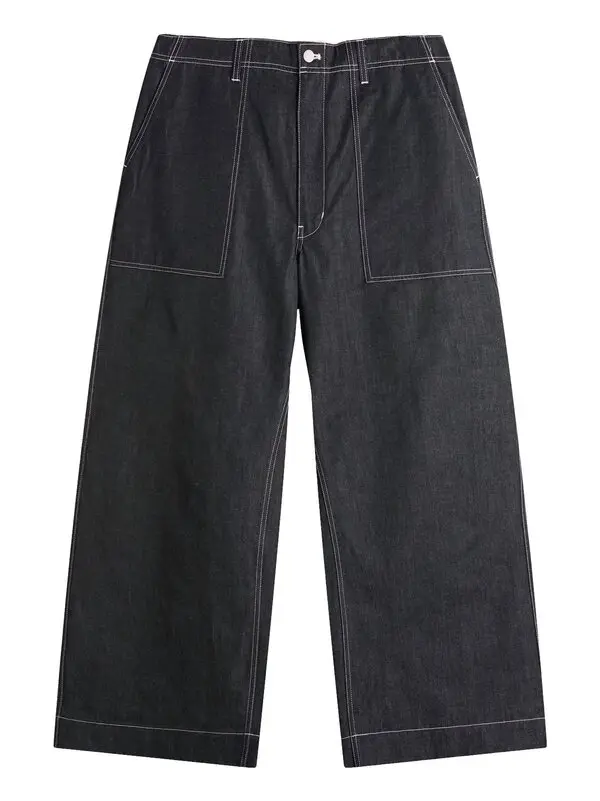 Comme Des Garçons Cotton Twill Trousers - Navy/white