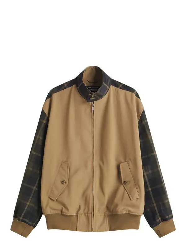 Comme Des Garçons Weather Check Mix Harrington Jacket - Khaki/beige