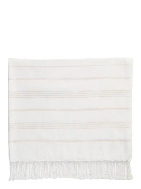 Vince Stripe Cotton-cashmere Wrap - White