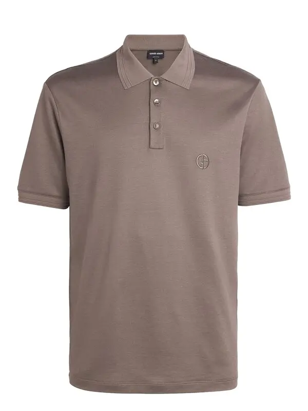 Giorgio Armani Cotton Logo Polo Shirt - Beige