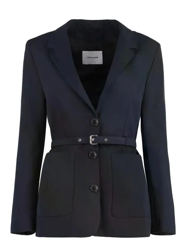 YVES SALOMON Belted Blazer - Blue