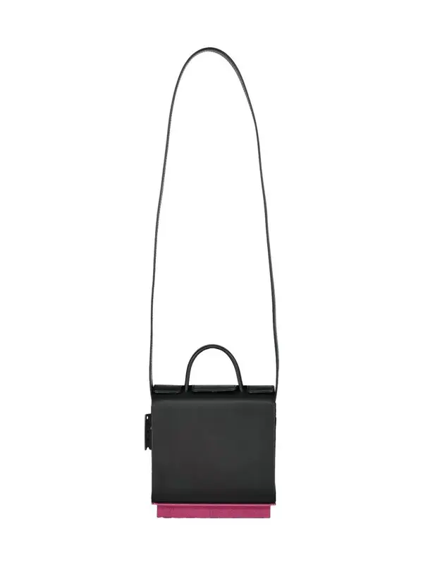 Off-White Leather Cross Body Bag - Black