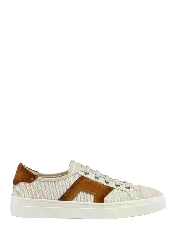 Santoni Suede-panel Canvas Sneakers - Neutrals