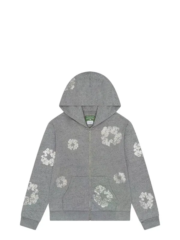 DENIM TEARS Swarovski Wreath Zip Hoodie - Grey