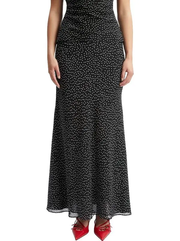Bardot Monroe Polka Dot Maxi Skirt - Black Spot