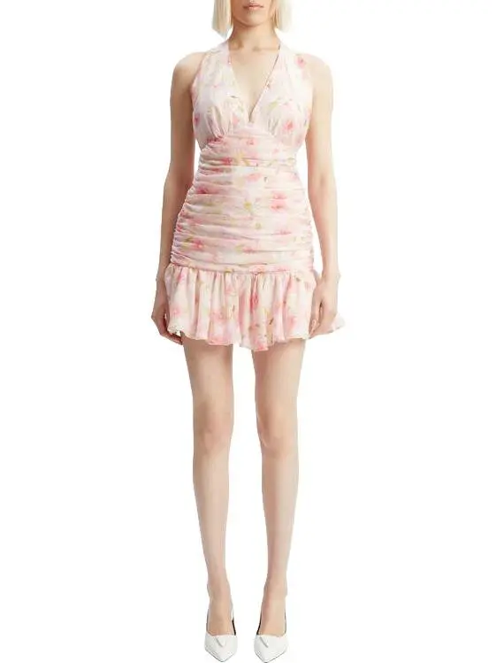Bardot Mave Floral Halter Minidress - Pink Floral