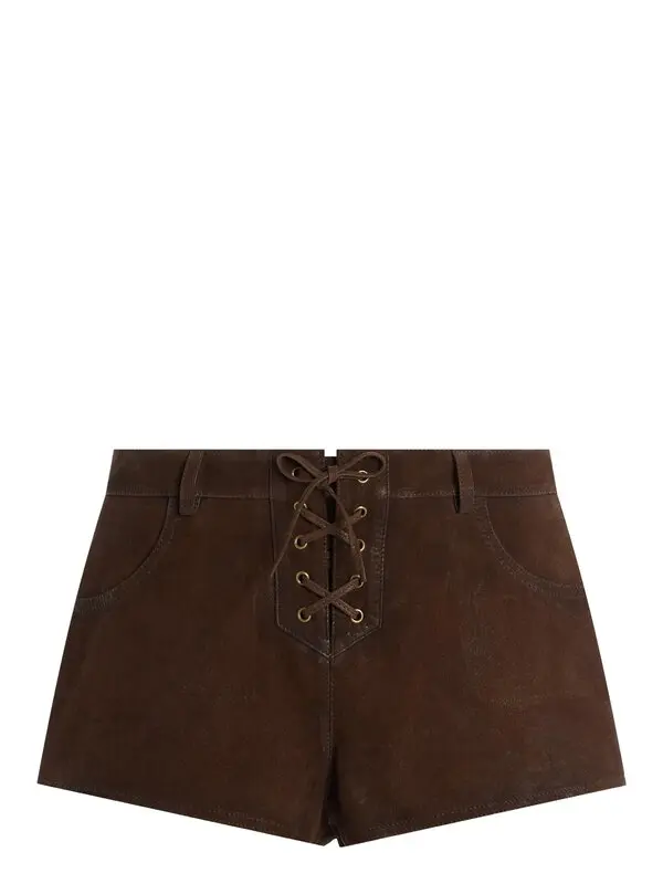 Isabel Marant Delma Lace-up Suede Shorts - Brown
