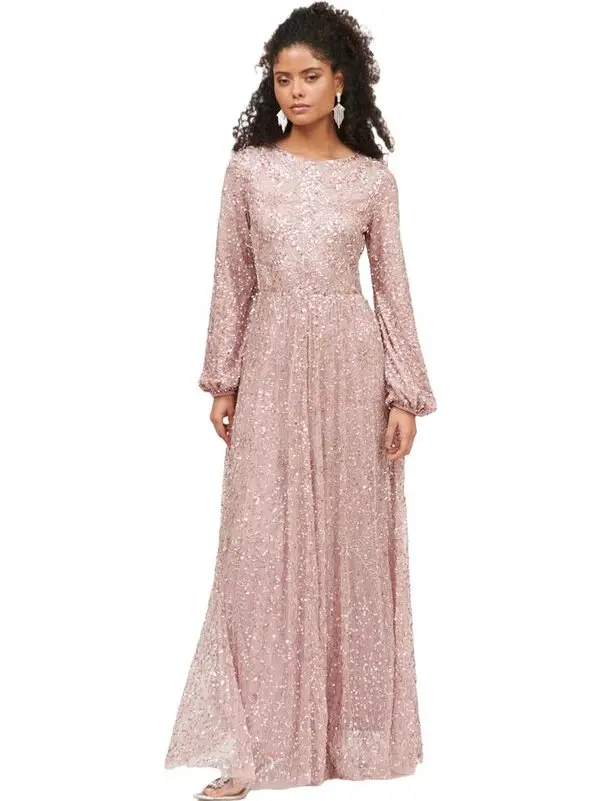 MARYISA Embellished Maxi Dress - Frosted Pink