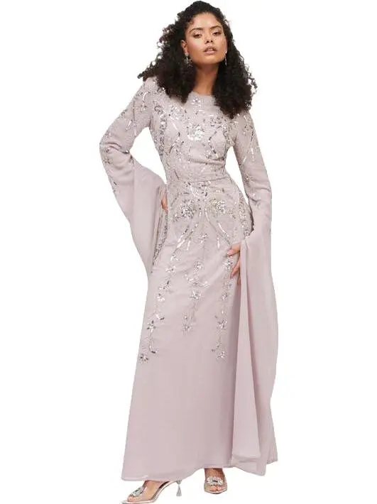 MARYISA Embellished Beaded Maxi Dress - Lilac