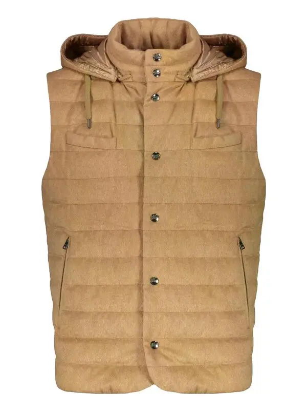Herno Padded Hooded Gilet - Brown