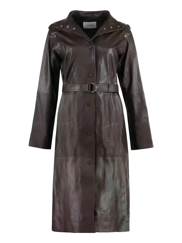 YVES SALOMON Leather Coat - Brown