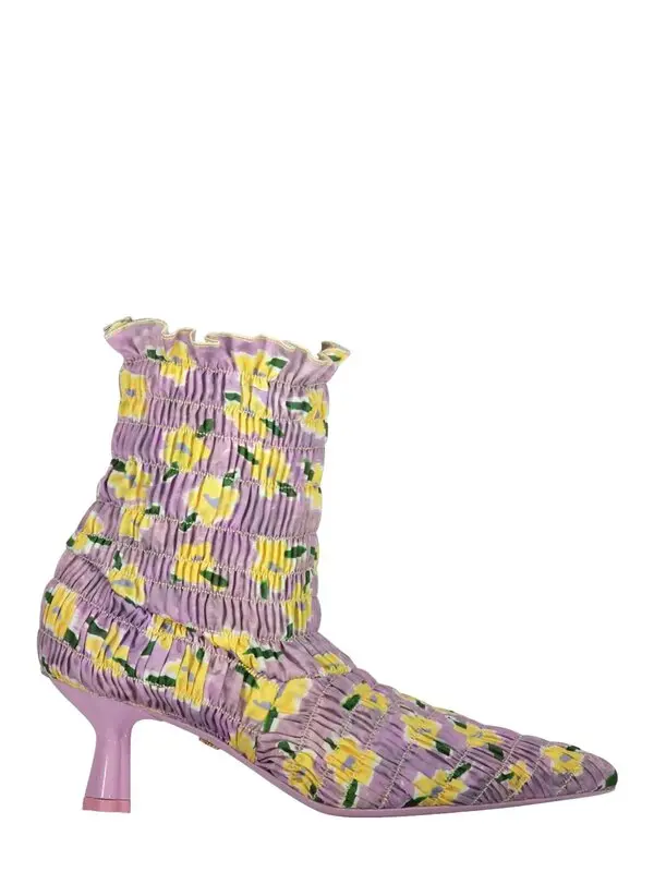 AMY CROOKES 50mm Floral-print Ankle Boots - Purple