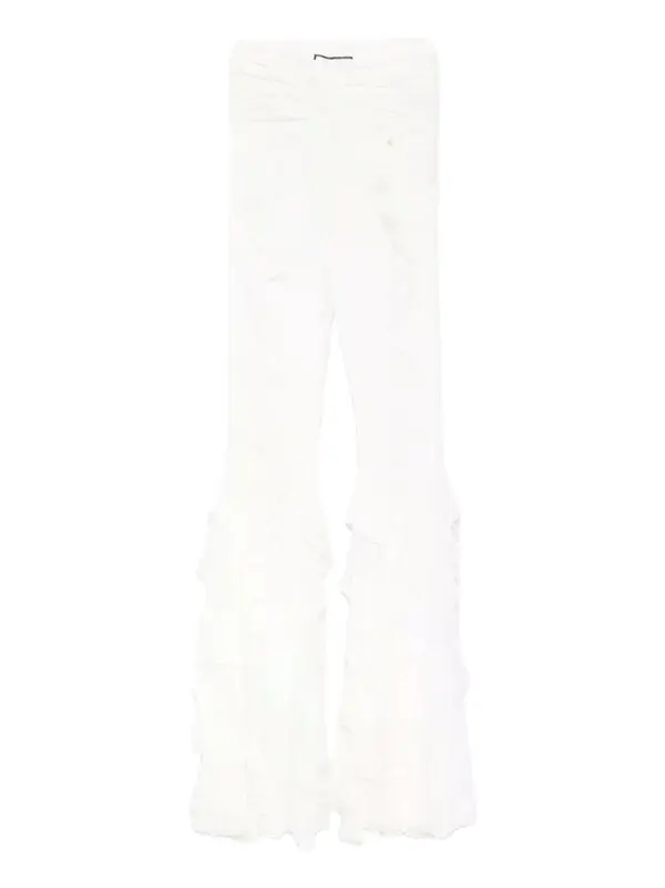 NISSA Ruffled Mesh Trousers - White