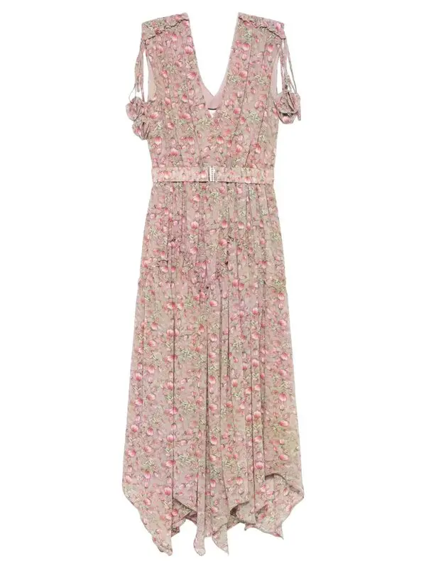 NISSA Floral-print Midi Dress - Pink