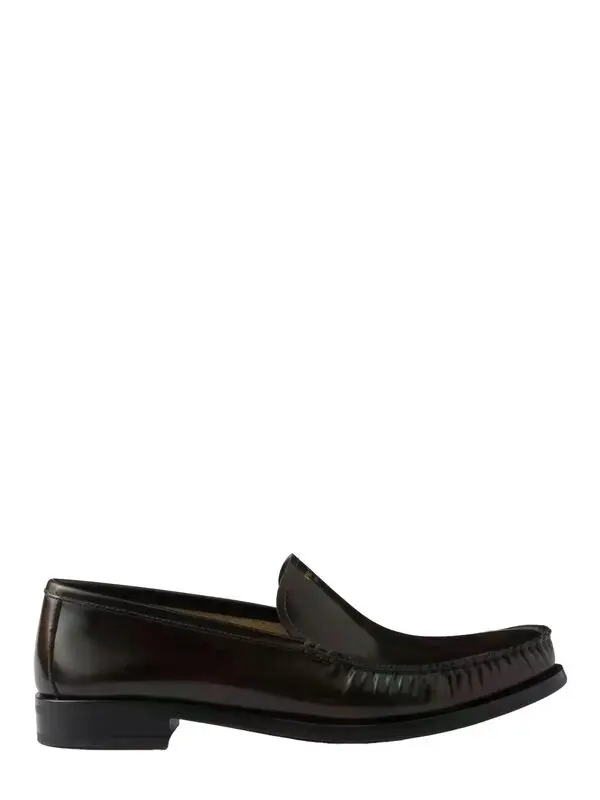 Prada Brushed Leather Loafers - Brown