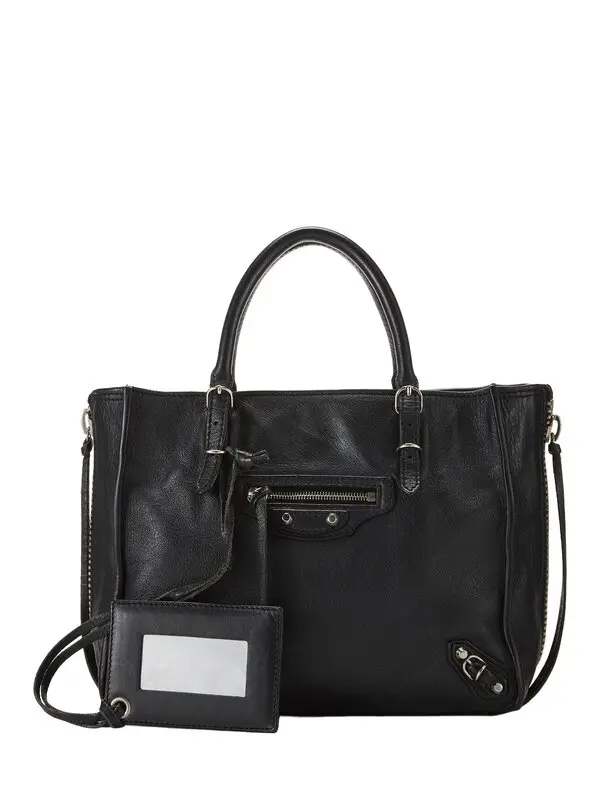 Balenciaga Calfskin Papier A4 Zip Around Tote - Black