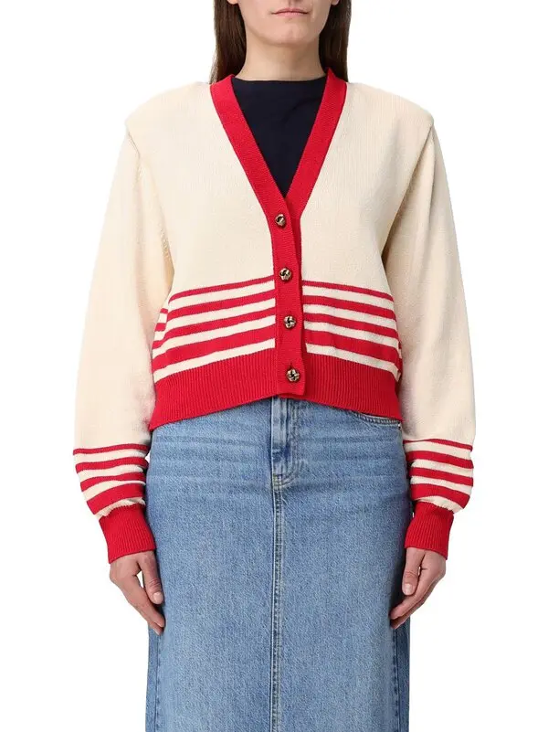 GOLDEN GOOSE Striped Crew Neck Sweater - Red