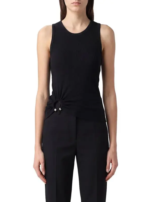 Rabanne Ribbed Knit Tank Top With Ring Detail - Black