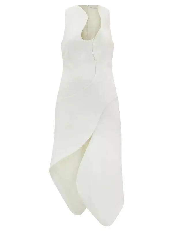 FERRAGAMO Asymmetric Midi Dress - White