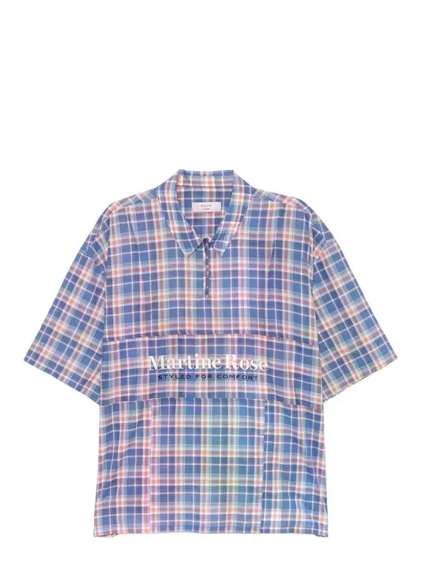 Martine Rose Cotton Checked Polo Shirt - Blue