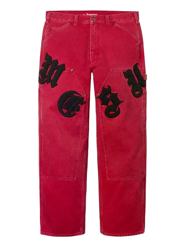 Supreme Old English Canvas Double Knee Painter Trousers - Red