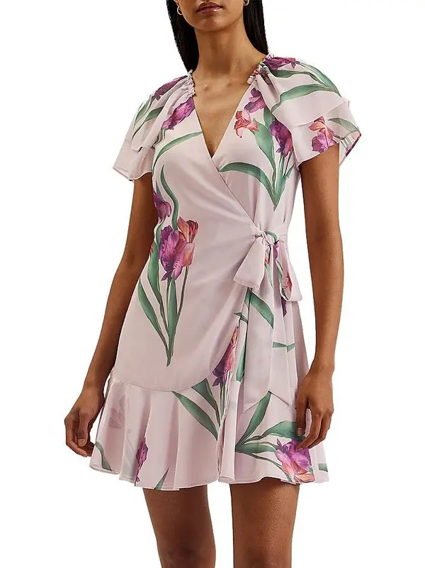 Ted Baker London Angel Sleeve Wrap Mini Dress - Light Pink