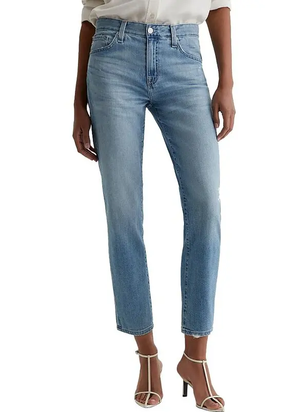 Ag Ex-boyfriend Mid-rise Straight Leg Jeans - Aries Destructed