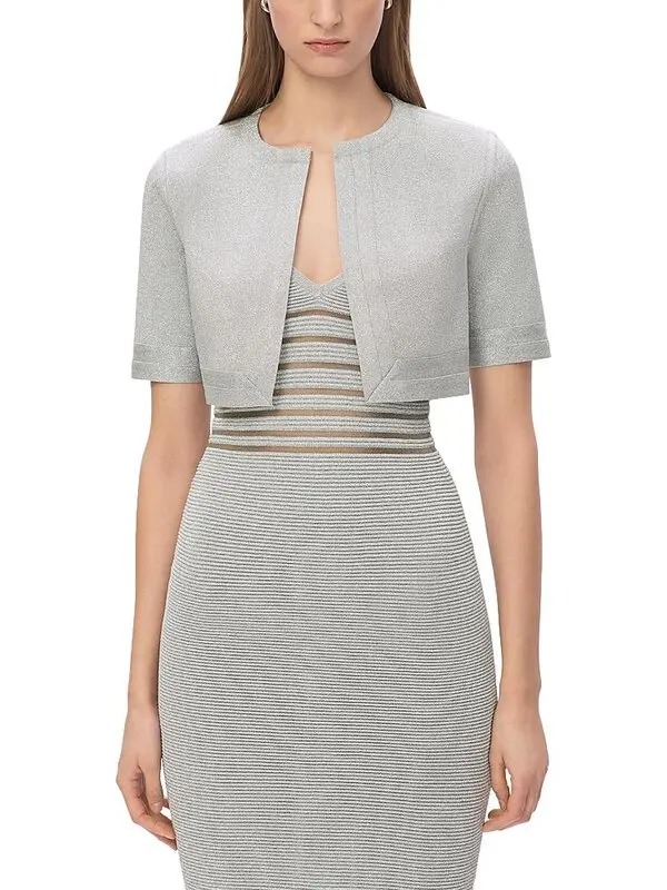 Herve Leger Metallic Marie Bolero - Met Silver