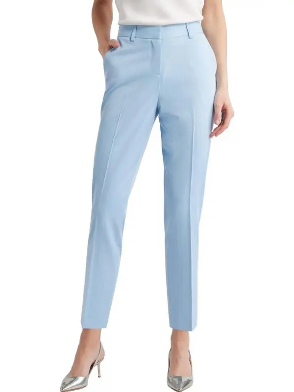 TAHARI ASL Pinstripe Straight Leg Pants - Ice Blue