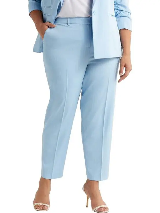 TAHARI ASL Pinstripe Straight Leg Trousers - Ice Blue
