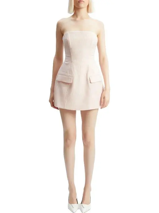 Bardot Madeline Shimmer Bouclé Strapless Minidress - Light Pink