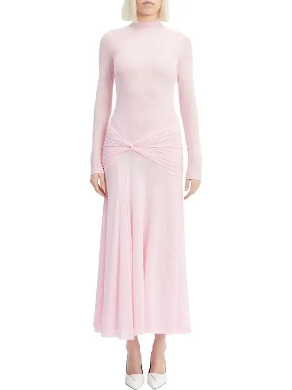 Bardot Lea Long Sleeve Mesh Midi Dress - Light Pink