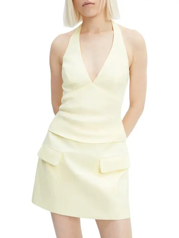 Bardot Paola Linen Halter Top - Canary Yellow