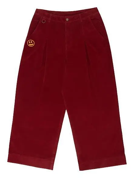 Drew House Wide Leg Pleated Corduroy Pants - Burgundy