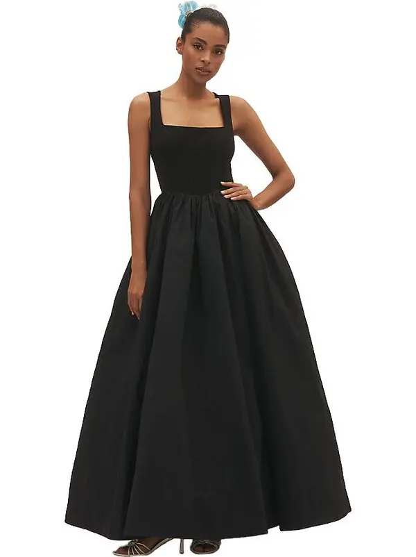 Bhldn Josie Scoop-neck Corset Fit & Flare Maxi Dress - Black