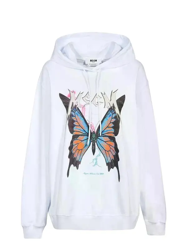 MSGM Butterfly-print Hoodie - White