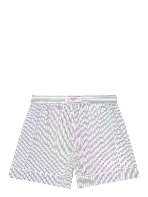 GANNI Striped Shorts - White