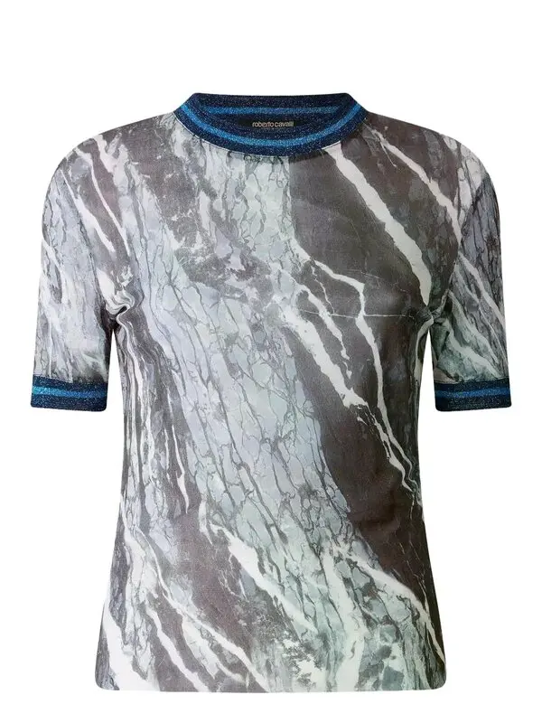 Roberto Cavalli Marble-print T-shirt - Grey