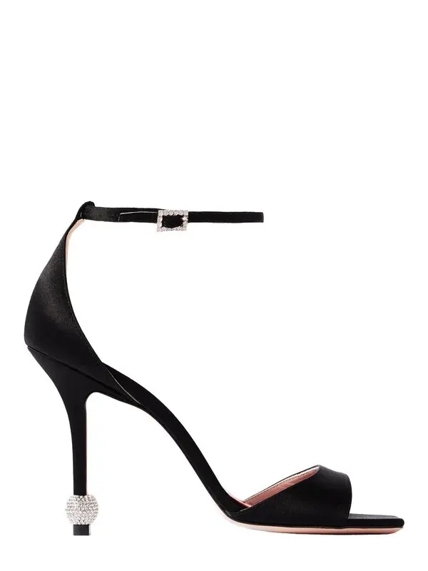 ROGER VIVIER Marlene 100 Crystal-embellished Satin Sandals - Black